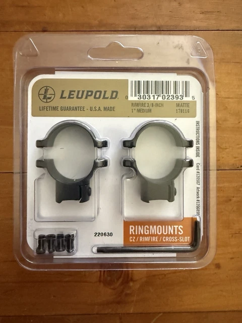 LEUPOLD RIMFIRE 3/8 1 Inch Medium Matte Ringmounts 178116 Steel $90.00 ...