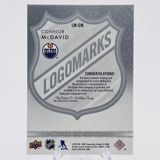 CONNOR MCDAVID LOGOMARKS SSP Auto 💎 2022-23 THE CUP Edmonton Oilers LM ...