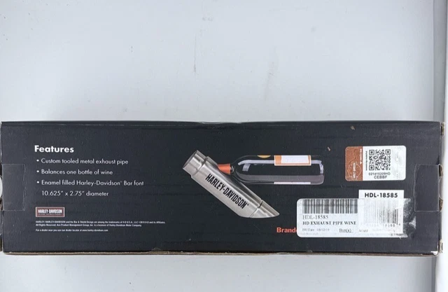 HARLEY-DAVIDSON EXHAUST PIPE Wine Bottle Holder Metal Bar Decor Gift ...