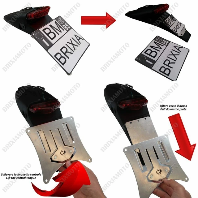 LICENSE PLATE HOLDER Light Red Approved Quick Release Sherco Se 50 125 ...