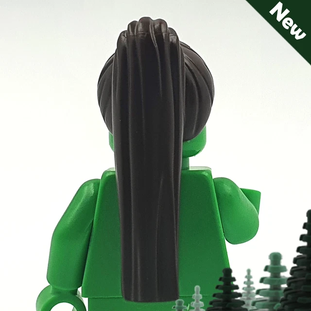 LEGO MINIFIGURE DARK Brown Hair Female Ponytail Long Straight (17347 ...