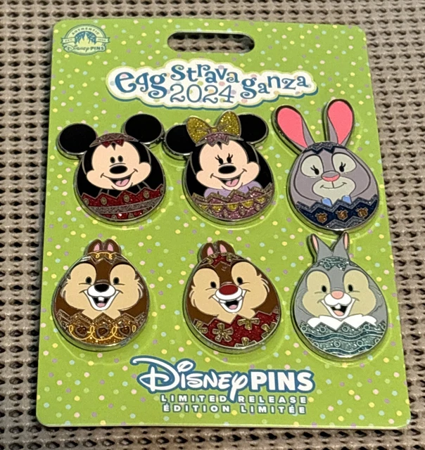 DISNEY PINS EGGSTRAVAGANZA 2024 Set Of 6 Chip And Dale Thumper Mickey ...