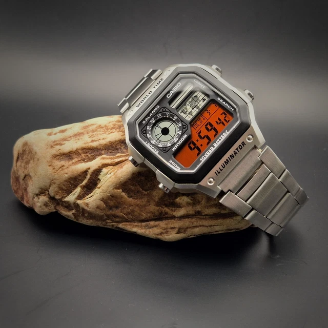 CASIO AE-1200WHD. ROYALE World Time. Custom Watch Mod. Orange £64.99 ...