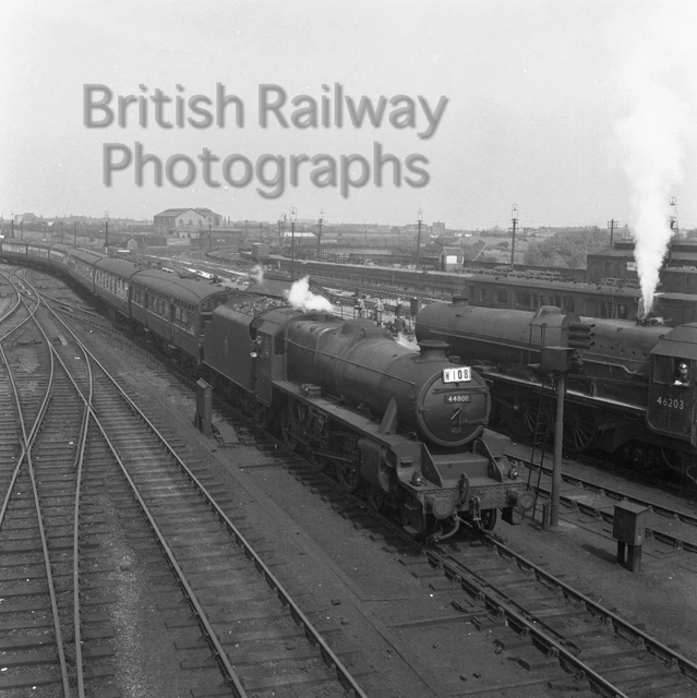 LARGER NEGATIVE BRITISH BR Railways Steam Loco 44808 5MT at Crewe 1952 ...