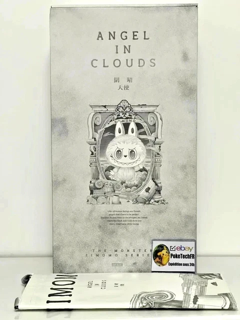 ZIMOMO ANGEL IN Clouds Labubu Pop Mart The Monsters Figure + Tote Bag ...