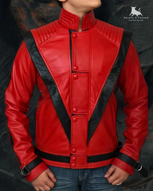 MICHAEL JACKSON BEAT it "MJ Beat it" Real Leather Jacket Red color EUR ...