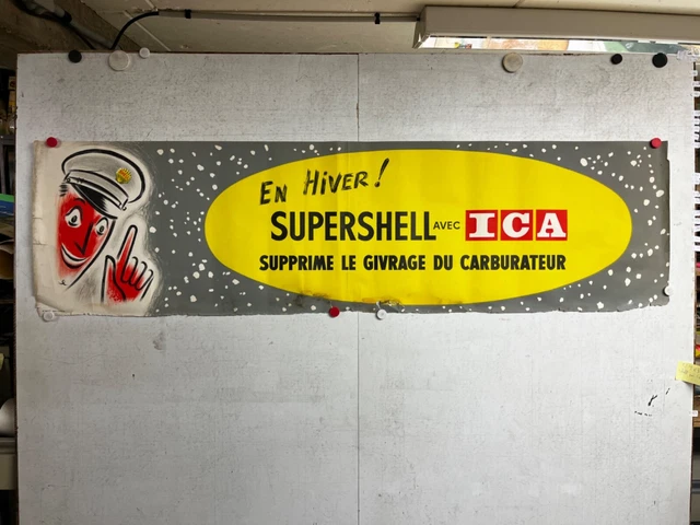 RARE AFFICHE ANCIENNE supershell shell huile bidon pompiste pompe a ...