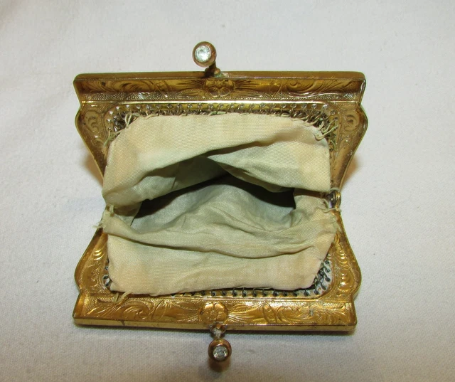 BOURSE ANCIENNE PORTE-LOUIS AUMONIERE 19ème siècle métal doré golden ...