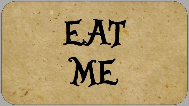 MINI EAT ME Stickers Vintage Alice In Wonderland Style Labels Small ...