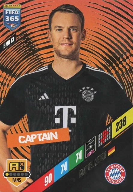 PANINI FIFA 365 Adrenalyn XL 2024 BMU13 Captain Manuel Neuer FC Bayern ...
