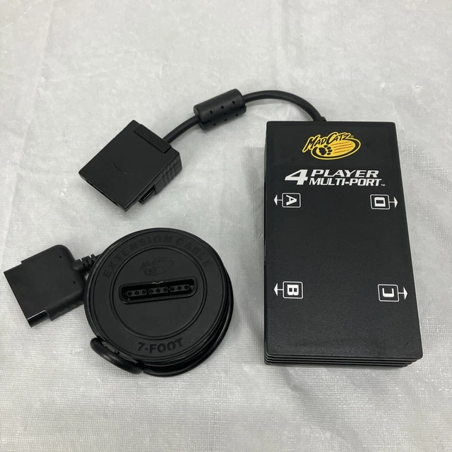 SONY PLAYSTATION PS1 PS2 4 player multiport multitap MadCatz & Cable ...