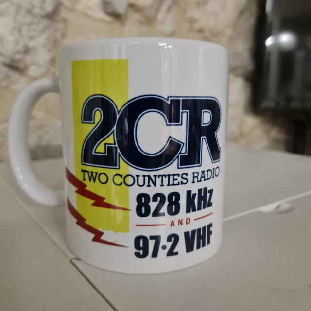 2CR TWO COUNTIES Radio logo Cup Mug UK radio 1980s Dorset Hampshire ILR ...
