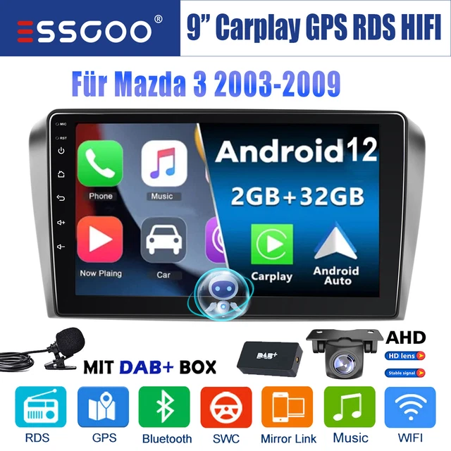 PER MAZDA 3 2003-09 2+32G DAB+ Carplay Android 12 autoradio GPS NAVI ...