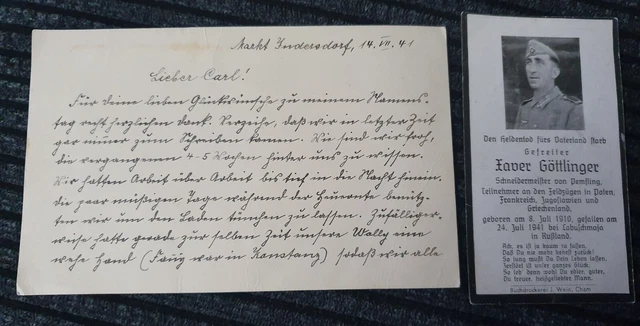 ORIGINAL GERMAN WW2 Letter + Death Card Both From July 1941 £4.99 ...
