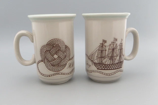 VINTAGE PAIR OF HMS Victory Mugs, Nelson's Flag Ship, Churchill England ...
