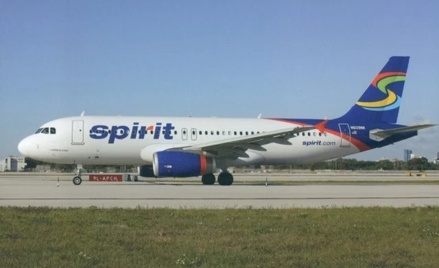 SPIRIT AIRLINES AIRBUS A320 N609NK @ Fort Lauderdale 2012 - postcard $7 ...