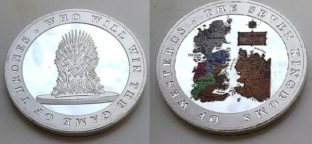 GAME OF THRONES Silver Coin House of Dragons Fantasy TV Series Disney ...