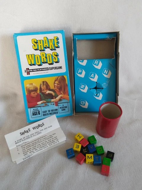 FUN VINTAGE 1975 Shake Words Original Peter Pan Playthings Letters Game ...