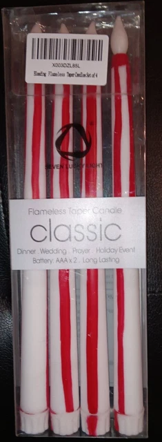 LED WHITE TAPER Battery Operated Flickering Flameless Bleeding Candles ...