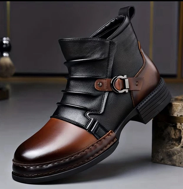 NEW RETRO BRITISH Mens Chelsea Boots Ankle Boots Pull On Zip Size 10.5 ...