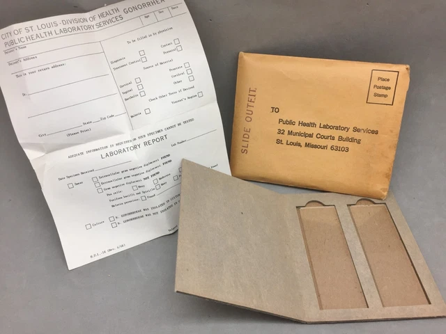 VINTAGE GONORRHEA GLASS Slide Testing Kit Medical Collectible w/ Mailer ...