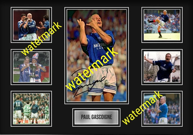 GLASGOW RANGERS LEGEND Paul Gazza Gascoigne Signed A4 Autograph Print ...