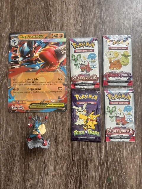 POKEMON TCG MEGA Lucario EX Jumbo Card 012 Promo With Figurine And X4 ...