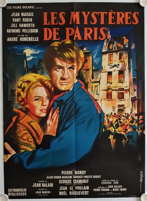 AFFICHE CINÉMA MYSTERES DE PARIS 1962 HUNEBELLE Marais Robin Hayworth ...