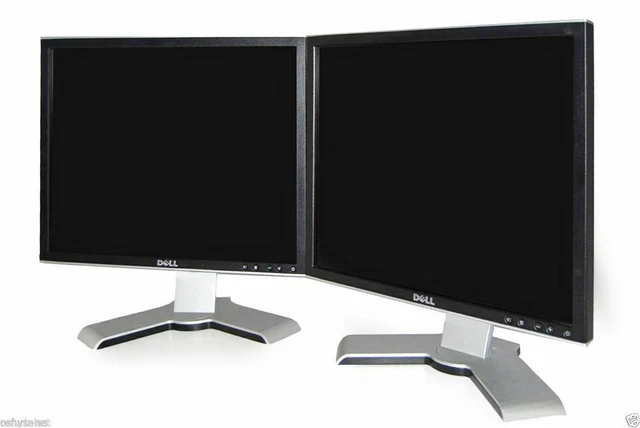 🔥DUAL DELL ULTRASHARP 1907FP Silver/ Black 19-inch Gaming LCD Monitors ...