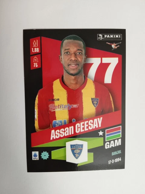 FIGURINA CALCIATORI PANINI 2022-2023 LECCE CEESAY n 270 CON VELINA EUR ...