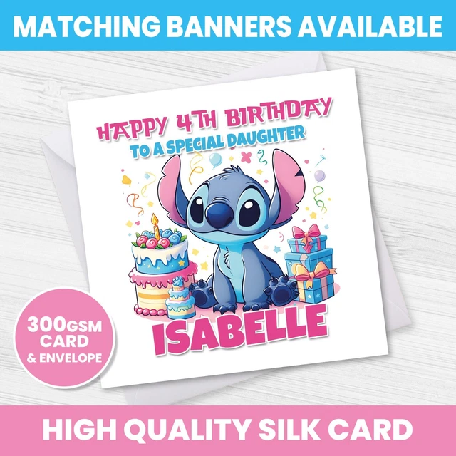 PERSONALISED STITCH BIRTHDAY Card Any Name Age Relation Occasion £2.99 ...