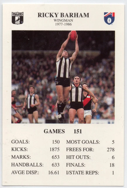 1994 AFL SPEARS GAMES [THE GREAT FOOTY CARD GAME] - Ricky BARHAM ...