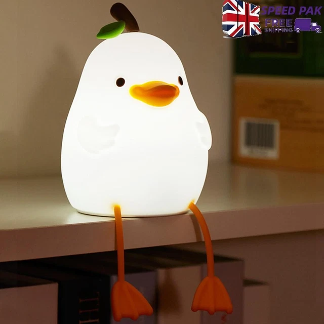 CUTE DUCK LED Night Lamp USB Rechargeable 6500K Cartoon Silicone ...