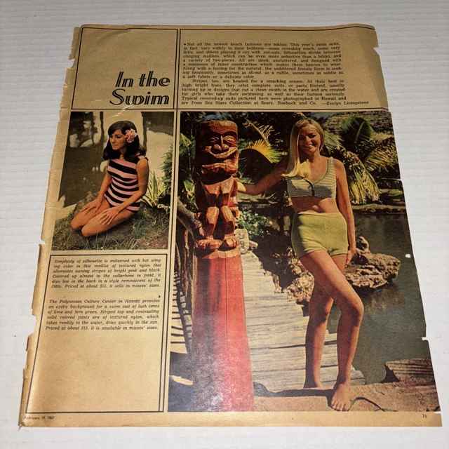 VINTAGE 1967 TIKI Idol Swimsuit Print Ad Polynesian Cultural Ctr MCM ...