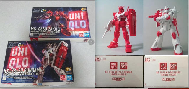 BANDAI UNIQLO GUNDAM & Zaku II GUNDAM RX-78-2 + ZAKU 40th Gunpla Model ...