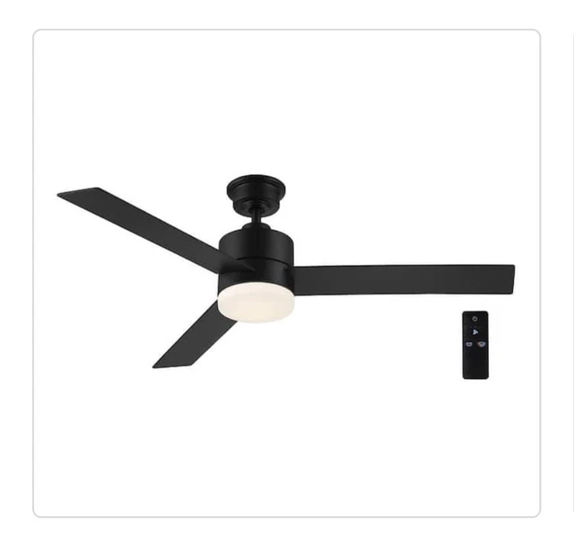 HAMPTON BAY MADISON 52 in. Integrated LED Indoor Matte Black Ceiling ...