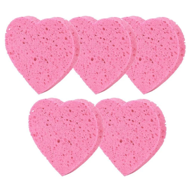 HEART SHAPE COMPRESSED Cellulose Facial Cleansing Sponges Makeup ...