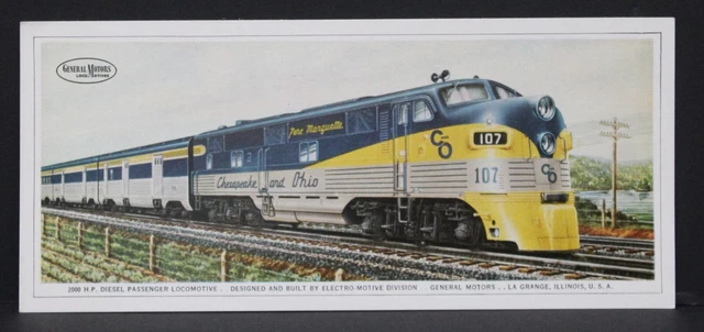 EMD C&O 2000 HP Diesel Locomotive Specification Card Artist Ben Dedek ...