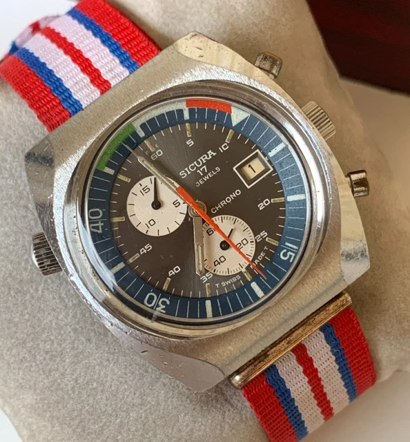 1960’S VINTAGE SICURA Chrono 17J Swiss Manual Wind Chronograph 40mm ...
