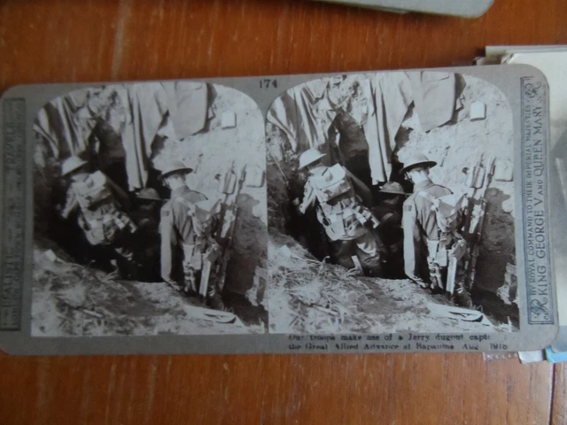 WW1 MILITARY stereo view card no. 174 pub. king george v bapanme £2.20 ...