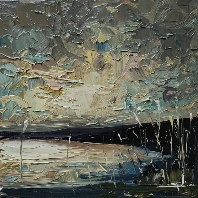 BEACH LANDSCAPE OIL Painting Vivek Mandalia Impressionism 8X8 Original ...