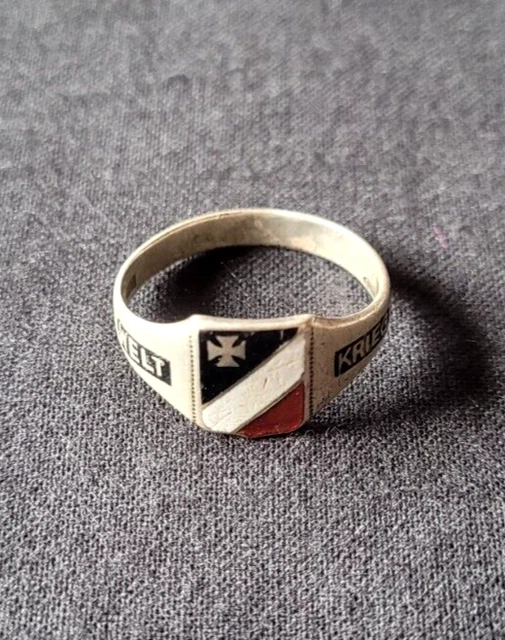 BAGUE EMPIRE ALLEMAND Vétéran 1914-1918 en argent 800 WW1 German ring ...