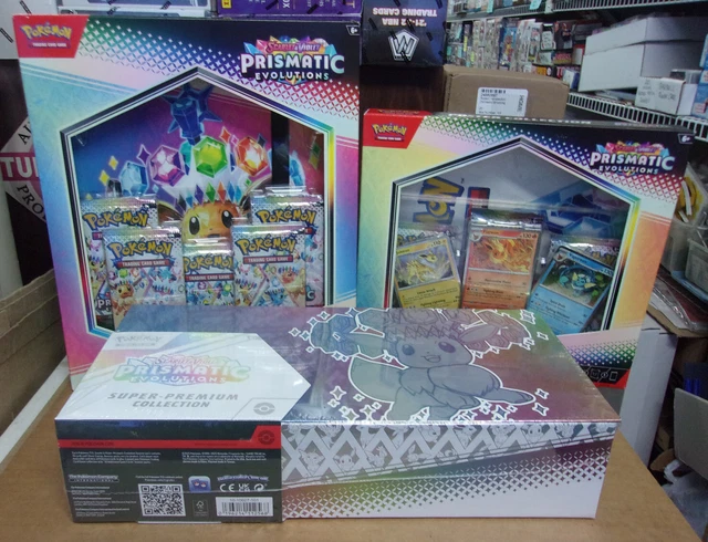POKEMON PRISMATIC EVOLUTIONS Super Premium Collection + Binder & Poster ...