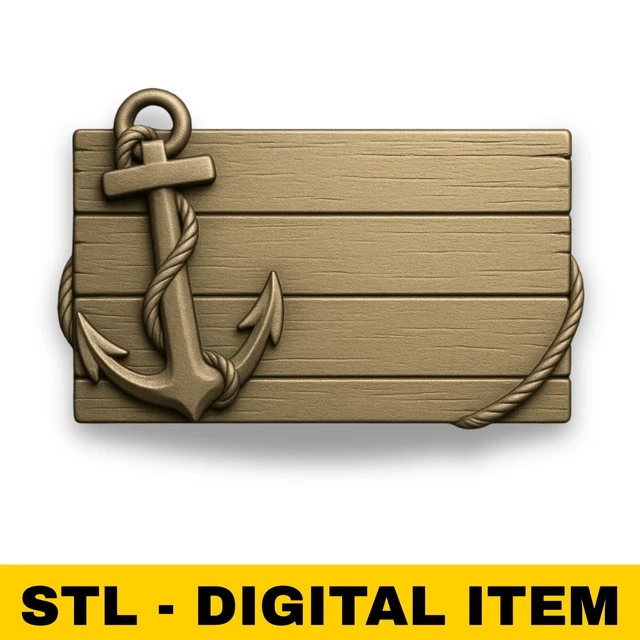 NAUTICAL ANCHOR BLANK Sign STL File for CNC Router 3D Printing Coastal ...