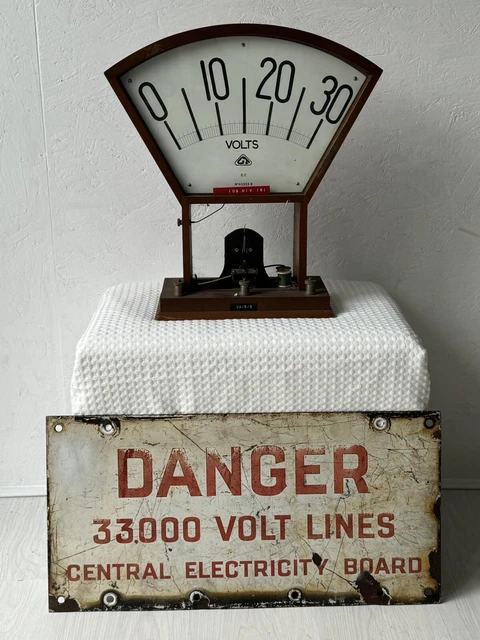 VINTAGE ENAMEL DANGER Sign & Industrial Volt Meter £140.00 - PicClick UK