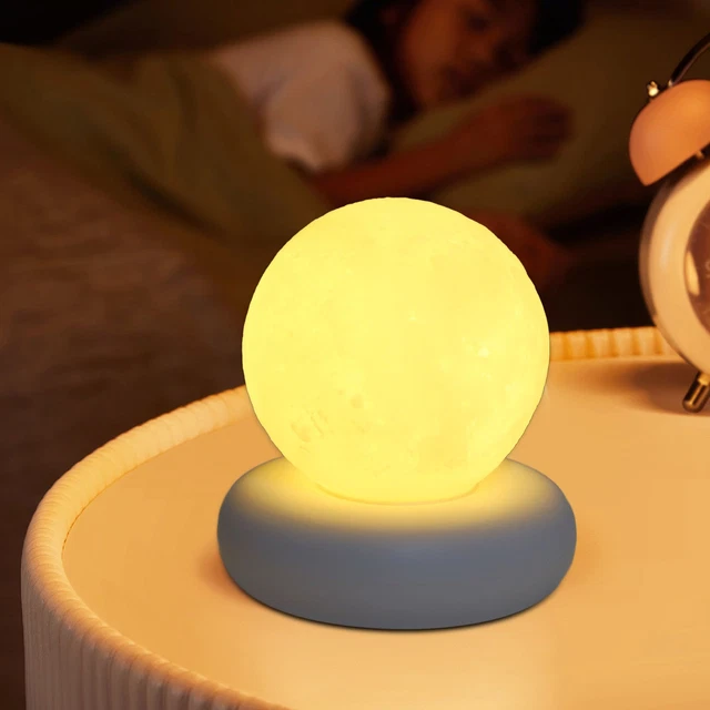 MOON NIGHT LIGHT Rechargeable Soft Lighting Tap Control Bedside Night ...