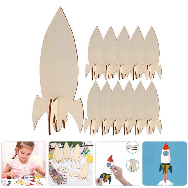 DIY WOODEN ROCKET Ship for Painting - Outer Space Crafts £13.95 ...