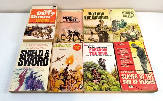 8 X VINTAGE WAR PULP Paperback Novels THE DIRTY DOZEN Slaves Heaven ...