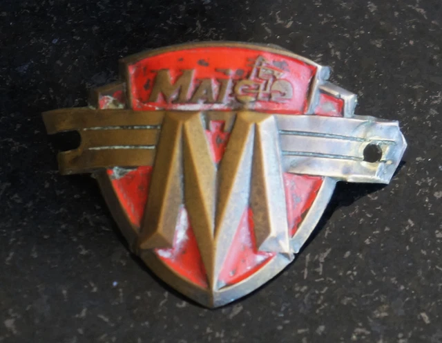 MAICO WAPPEN EMBLEM Steuerkopfschild Wiesel Fahrrad Messing Gold rot ...