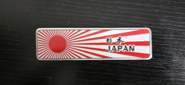 NEW BADGE CHROME Car Japan Japanese Racing Flag Decal Sticker Aluminum ...